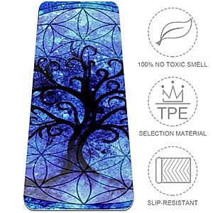 LEVEIS Yoga Mat Tree of Life Symbol Thick Non Slip Exercise Workout Mats for Home Gym Floor Travel