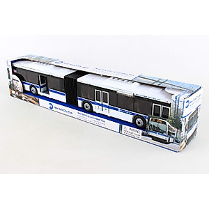 Daron MTA New York City Bus 16" Articulated Bus RT8571 Toy, Brown & RT8563 New York City MTA Metro Articulated Electric Bus 1:43 Scale- 16 Inches Long