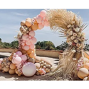 125PCS Dusty Rose Pink Nude Mauve Neutral Brown Ivory White Boho Balloons Balloon Garland Kit, Baby Shower Balloons Girls, Boho Teddy Bear Neutral Birthday Wedding Baby Shower Party Decorations for Girl