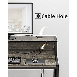 Teraves Computer Desk with 5 Tier Shelves,Reversible Writing Desk with Storage 49 Inch Study Table for Home Office Independent Bookcase and Desk for Multiple Scenes (Desk+Shelves, BOAK)