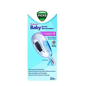 Vicks Baby Rectal Thermometer Baby Thermometer for Rectal Temperature, Short and Flexible Tip with Fast Read Times and Large Digital Display