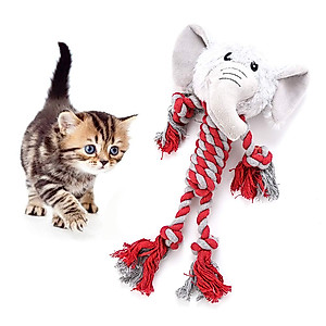 N/ hionre Sound Squeaky Interactive Toys for Pets, Animals Shape Cotton Rope Plush Doll Chewing Scratching Toy for Pet Dog Cats Elephant