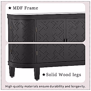 GODAFA Antique Pattern Accent Storage Cabinet with Wooden Sideboard-Ideal for Hallway, Entryway, Living Room, Bedroom, Black