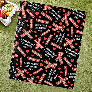 Shishiimo I Just Really Like Bacon Blanket-Bacon Gift for Kids Men Women-Soft Flannel Lightweight Blanket for Sofa Bed Birthday Festival Camping Outdoors 40"x50" for Kids Children