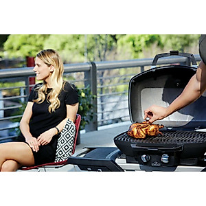 Travelq Pro285X Portable Propane Gas Grill with Scissor Cart, Black