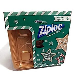 Ziploc Limited Edition Holiday Containers & Lids, Gold, 4 Square Containers & Lids