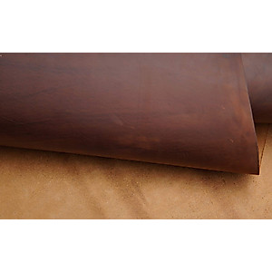 Leather Square 7-8oz (2.8-3.2mm) Thick Full Grain Cowhide Tooling Arts Crafts Leather Heavy Weight -Jeereal (Dark Brown, 6"x12")
