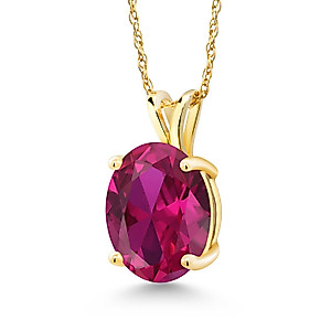 Gem Stone King 14K Yellow Gold Oval Gemstone Birthstone Pendant Necklace | Oval 11X9MM | Gold Necklace For Women | with 18 Inch Chain