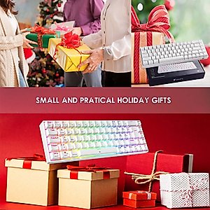 TECURS 65% Wireless Gaming Keyboard, 68 Keys RGB Backlit Ultra Compact Mechanical Feeling Keyboard - Red Switch, 2.4G/Type-C/Multi-Device Bluetooth Keyboard for PC Mac Windows Gamer