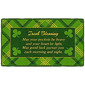 Brumlow MILLS Irish Blessing St. Patricks's Day Lucky Shamrock Washable Festive Print Indoor/Outdoor Rug for Living or Bedroom Carpet, Dining Area, Kitchen or Front Door Mat, 20" x 34"
