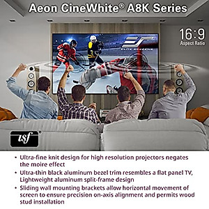 Elite Screens Aeon CineWhite A8K, 150" Diag, 16:9 Aspect Ratio, ISF Certified 8K Ultra HD Home Theater Fixed Frame Edge Free Projection Sound Transparent Perforated Weaved Screen, AR150H-A8K