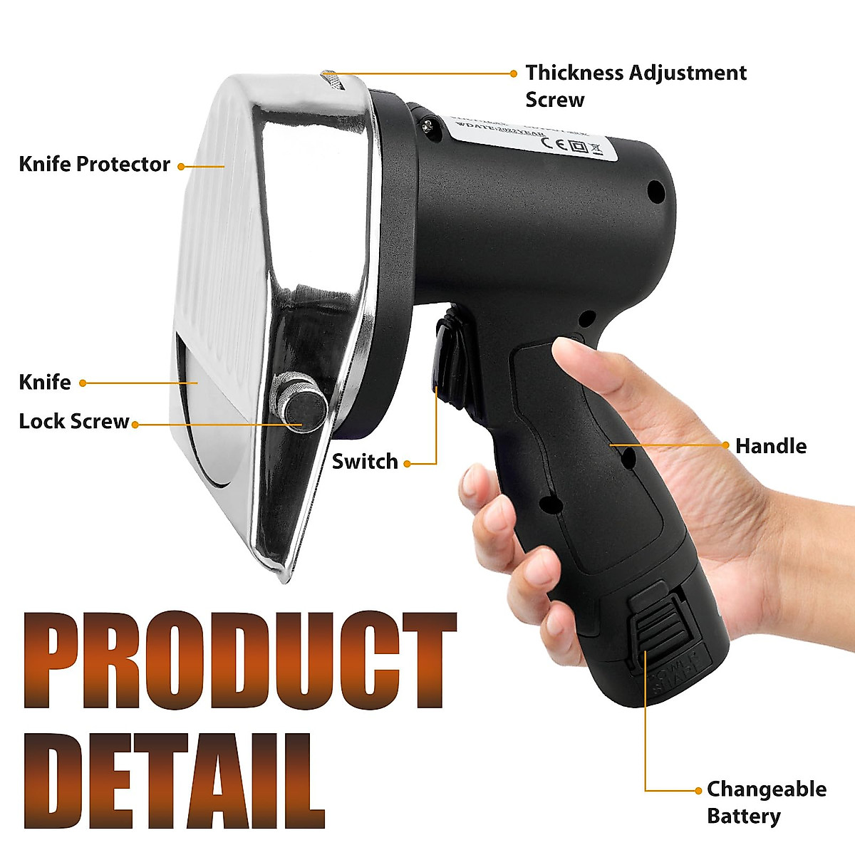 SOKO Cordless Electric Gyro Kebab knife portable Shawarma Cutter Doner Kebab slicer Machine, Fast Charger and 12V battery 2 Blades,80w, black