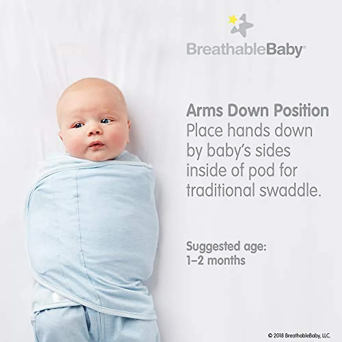 BreathableBaby Adjustable 3-in-1 Soft Premium Cotton Newborn Swaddle Trio Blanket & Wrap, (Infants 0-4 months) – Gray Watercolor Stripe, Arms Up, Arms Down, Arms Out, 61233-A