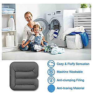 TEKAMON All Season Queen Comforter Winter Warm Summer Soft Quilted Down Alternative Duvet Insert Corner Tabs,Machine Washable Luxury Fluffy Reversible Collection for Hotel,Charcoal Grey