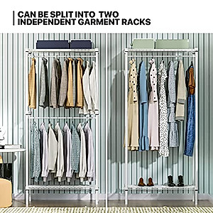 MoNiBloom Garment Rack with Shelves, 73 Inch Clothes Rack Heavy Duty Clothing Rack for Hanging Clothes Adjustable Metal Wire Shelving Portable Closet, Freestanding Closet Wardrobe, Load 1000lbs