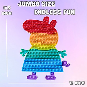 Ravel Jumbo Pig Giant Pop Fidget Toys Bubble It Huge Mega Large Biggest Popitsfidgets Sensory Toy Poppers Pops Its It's Figit Anxiety Stress Relief Autism Push, Rainbow Gift Cute Bubbles