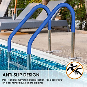 Generic Pool Handrail Cover, 5 Feet, Neoprene, Blue, Textured, Safety Grip Sleeve for Swimming Pools Inground Ladder Hand Rail Railing Grips