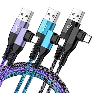 USB C Android Phone Charger Cable Fast Charging 3.1A Power Cord 3 Pack 6FT 90 Degree Type A to C for Google Pixel 8 7a 7 Pro 6a 6,Samsung Galaxy A14 5G A54 S24 S23 Ultra A15 A25 A23 S22 S21 FE A13 A53