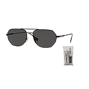 BURBERRY Henry BE3140 100187 57MM Nero/Grigio Con Bordo Rosso/Beige Irregular Sunglasses for Men + BUNDLE With Designer iWear Complimentary Eyewear Kit