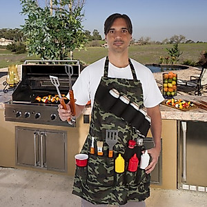 EZ Drinker Grill Master Grill Apron and Accessory Holds Beverages and Tools, Camouflage, One Size Fits All (CAM-APRON)