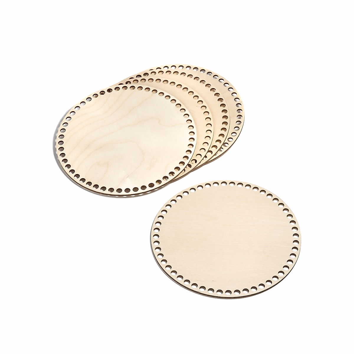 Premium Baltic birch plywood 8" Round x 5 pcs Wooden Basket Bottoms set, solid wooden base for DIY