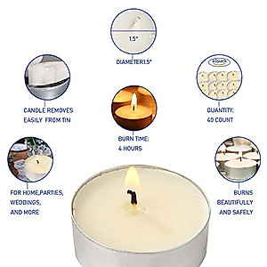 50Pack Tealight Candles,Unscented Tea Lights Candles, White, Smokeless, Dripless & 6Hours Burn Time Long Burning Paraffin Tea Candles for Home, Romantic Decor，Pool, Shabbat, Weddings & Emergencies