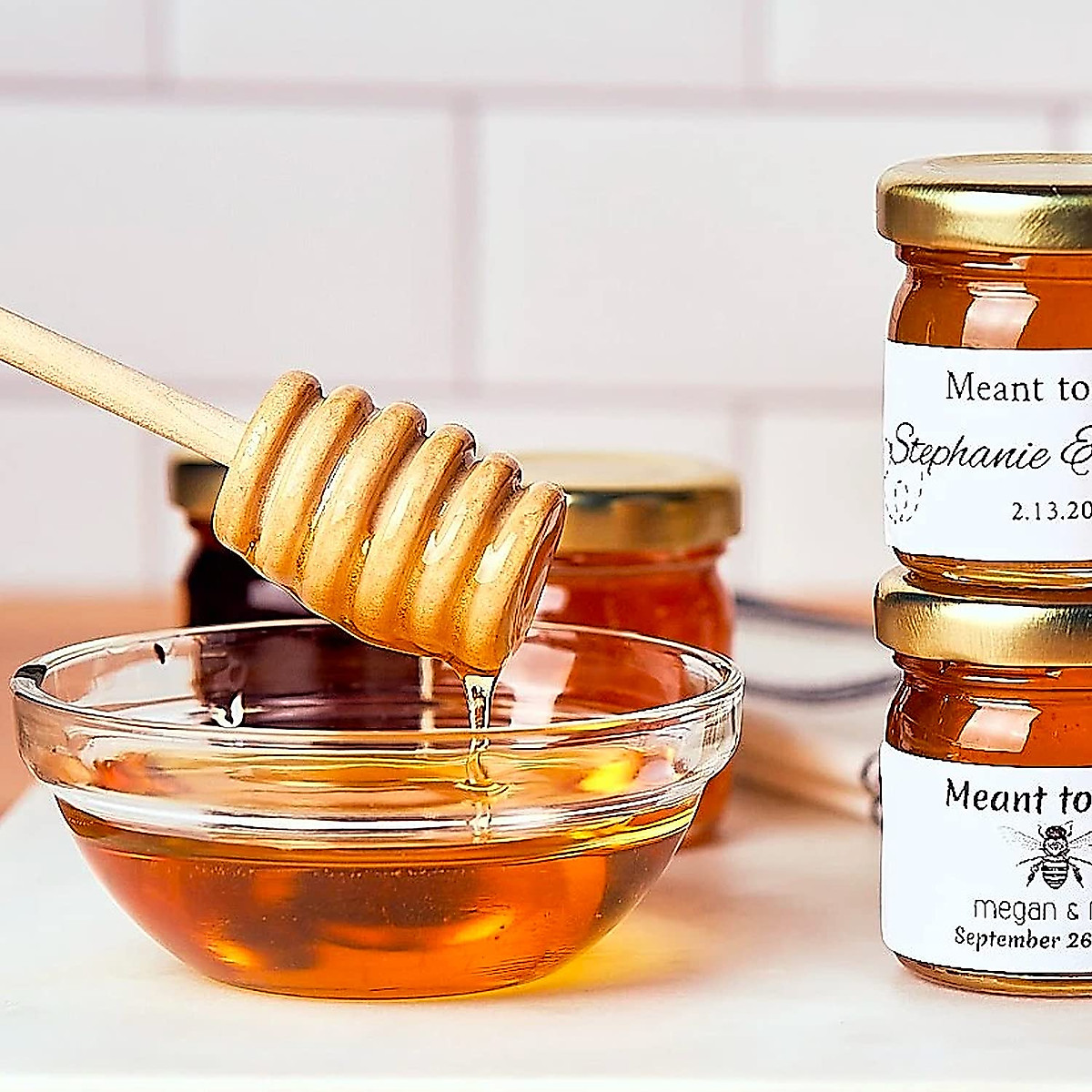 Honey Dipper Sticks, 50 Pcs 3.14 Inch Wooden Honey Dipper Honey Spoons Honeycomb Stick Honey Stirrer Honey Wand for Honey Jar, Dispense Drizzle Honey, Wedding Party Favors