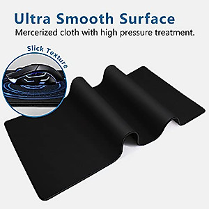 Large Gaming Mouse Pad- 31x12 in. XL Gaming Mousepad with Stitched Edges, Ultra-Smooth Cloth Mouse Mat & Non-Slip Rubber Base, Waterproof Full Desk Keyboard Mat for Gamer, Office & Home, Black