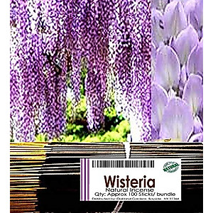 Natural Premium Incense By Oakland Gardens (W) Wisteria Incense - Intoxicating Sweet Fragrance of Wisteria Blooms with Lilac Flowers and Japanese Honeysuckle Wisteria (100 Sticks)