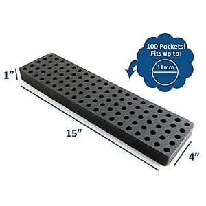 Polar Whale Microcentrifuge Tube Rack Holder for 2ml and 1.5ml Tubes Black Foam Storage Organizer Stand Lab Transport Holds 100 Tubes Fits up to 11mm Diameter