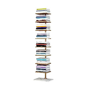 KWOKING Modern Open Back Bookshelf Vertical Shelf Bookcase Nordic Invisible Bookshelf Shelf Floor Wall Bedroom Suspension Simple Bookcase Small Apartment Bookshelf Gold 13.8" L x 9.8" W x 59" H