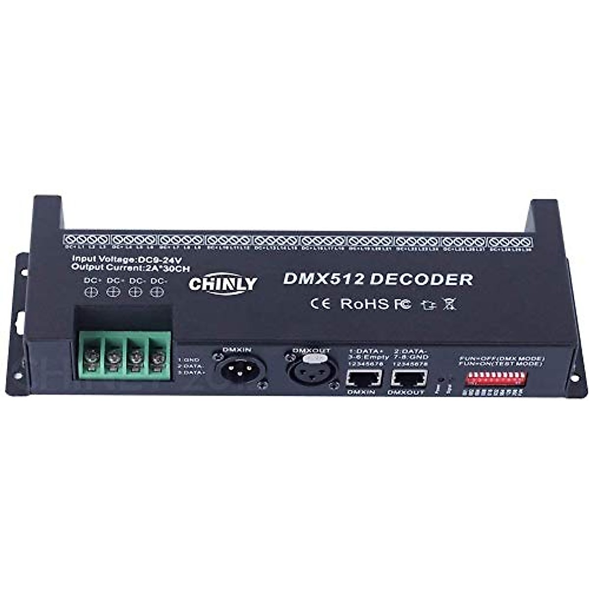 30 Channel DMX decoder 512 RGB LED Strip Controller DMX dimmer DC9V-24V 2A/CH