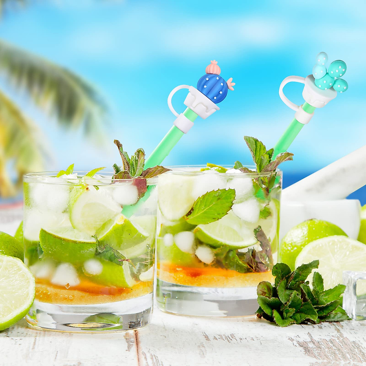 ABOOFAN 6pcs Silicone Straw Tips Cover Reusable Drinking Straw Tips Lids Cute Cactus Shape Straw Plugs for Straws