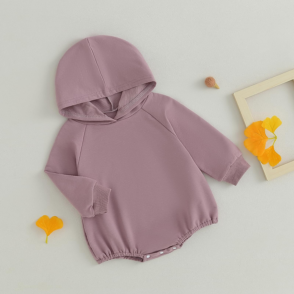 Endorothii Infant Baby Boy Girl Fall Clothing Hoodies Sweatshirt Romper Solid Long Sleeve Bodysuit Outfit Winter Clothes (Purple, 6-12 Months)