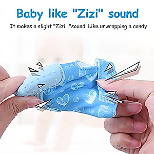 Vicloon Silicone Teething Mitt, 2Pcs Baby Teething Mitten with Adjustable Strap, Crinkle Sound and Textured, Self Soothing Baby Chew Toys for 0-6month Infants