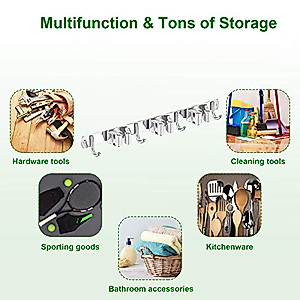 Kulemax Mop and Broom Holder Wall Mount Heavy Duty, Premium Stainless Steel Utility Rack for Tools Hanger, Metal Broom Closet Organizer for Home, Garage, even Outdoor