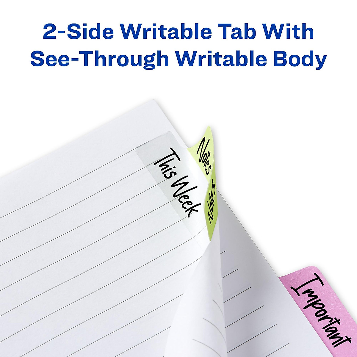 Avery Margin Ultra Tabs, 2.5" x 1", 2-Side Writable, Assorted Pastel Colors, 48 Repositionable Tabs (74867)