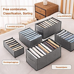 SLDHFE Wardrobe Clothes Organizer 7 Grid, Non-Woven Fabric Closet Drawers Storage Organizers for Jeans Pants Baby Bra Underwear Shirt Folded Sweater Clothing (M)