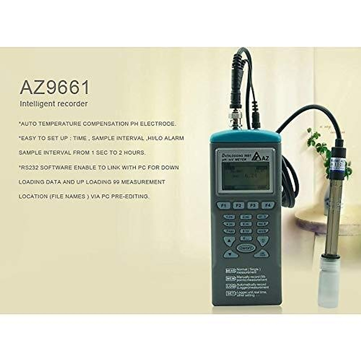 ShiSyan Y-LKUN Water Quality Meter AZ9661 Portable Orp Meter Handheld Water Quality Test Meter Aquarium Pool Drinking Water Testing Probe Digital Ph Mv Meter Data Logger Moisture Meter