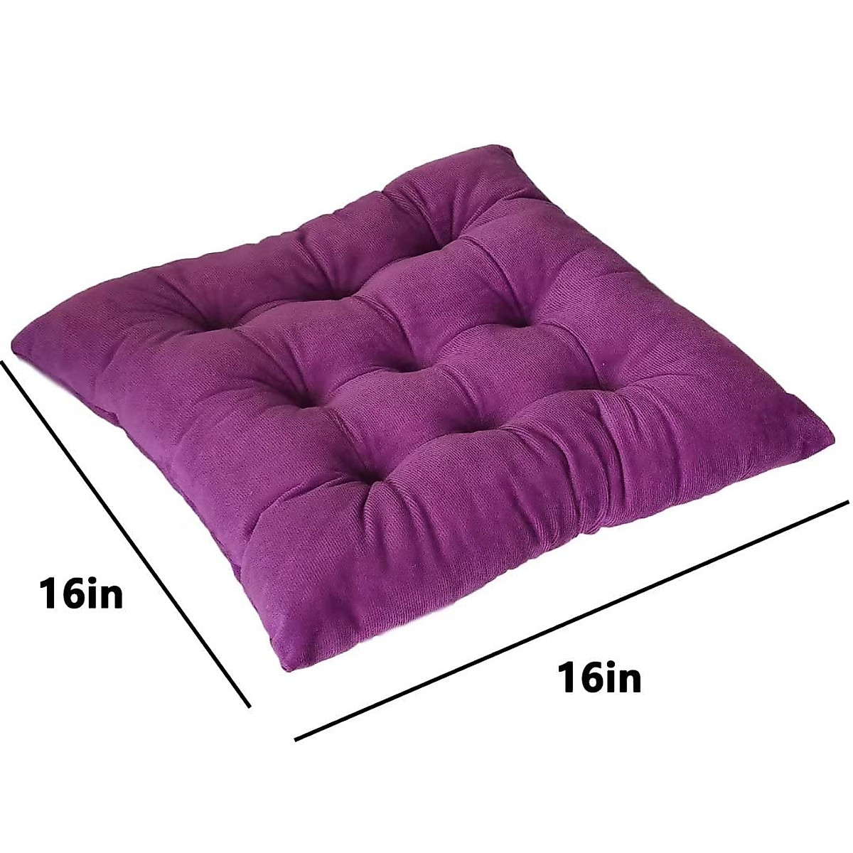 BGHN Home Indoor Chair Pads Warm Velvet Cushions Kitchen Office Seat Cushions Pillows with Ties,Square Meditation Pillow Floor Seat Cushion,Sage,16"*16"