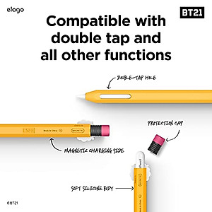 elago BT21 Classic Pencil Case Compatible with Apple Pencil 2nd Generation, Durable Silicone Cover, Protective Holder, Compatible with Magnetic Charging and Double Tap [Official Merchandise] [RJ]