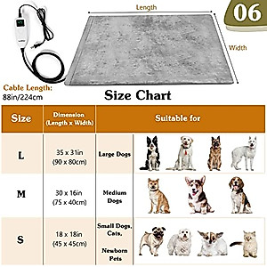VavoPaw Pet Heating Pad for Dogs,Dog Cat Heating Pad with Temperature Adjustable & Timer,Electric Heating Pad Waterproof Dog Heated Blanket Indoor Heated Cat Bed, 31.49x35.43 Inch/80x90CM