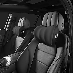 LIQUN Memory Foam Car Neck Pillow, Neck Support Pillow, Neck Support Pad Pain Relief, Adjustable Belt and Breathable Detachable, Suitable for Most Car Pillows Black