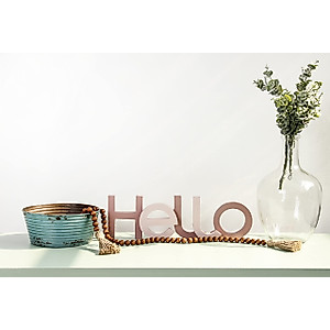 Meplait 39in Wood Bead Garland Farmhouse with Tassels,Versatile Prayer Beads Boho Chic Wall Hanging Home Decor (Brown)