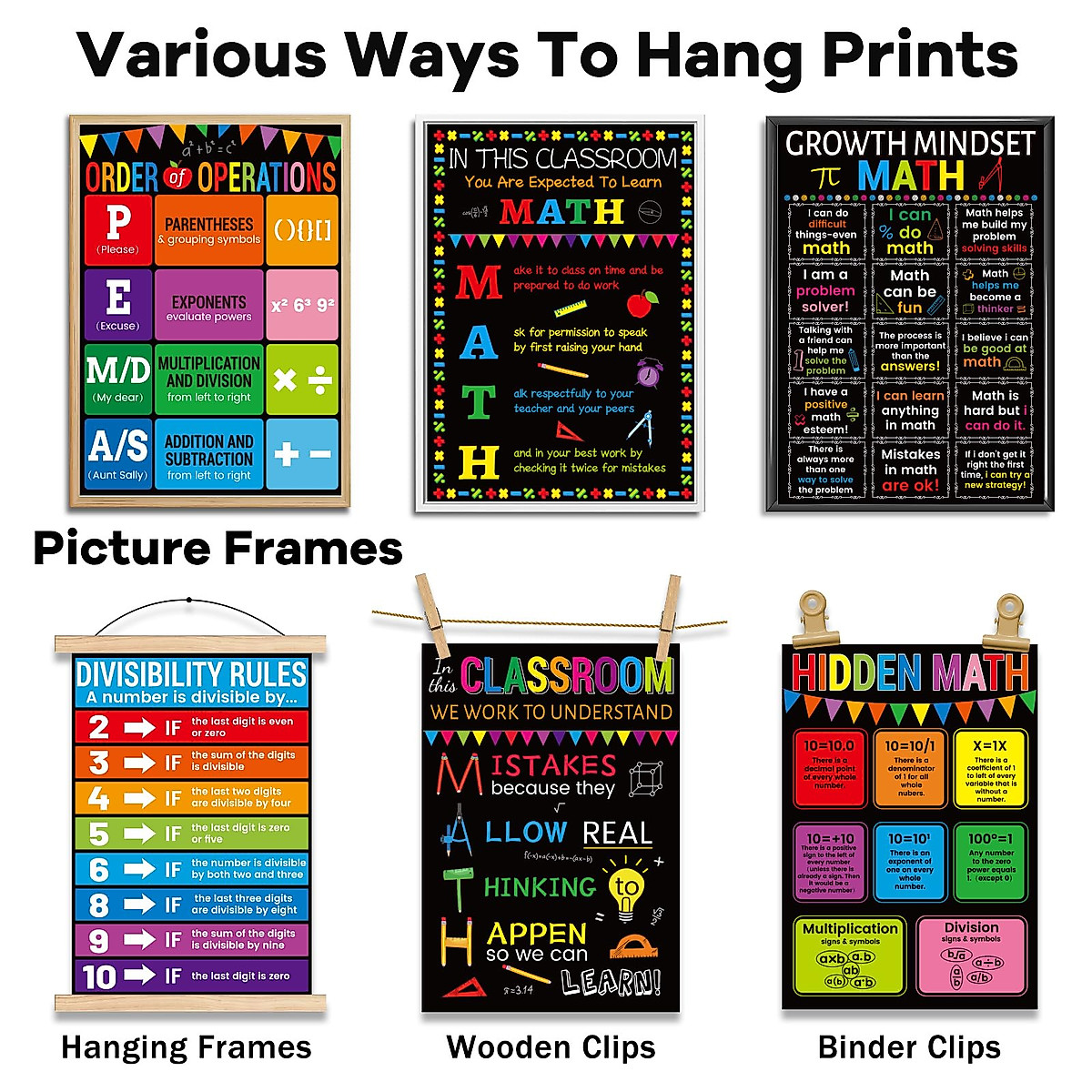gisgfim 8 Pcs Math Posters Math Teacher Bulletin Board Posters Math Classroom Decorations For Elementary School Middle School High School Mathematics Education Banner Math Classroom Signs Must Haves