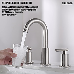 Widespread Bathroom Faucet with Sink Drain and Supply Hose, Brushed Nickel 3 Hole Faucet for Bathroom Sink, ChiLDano Satin Nickel 2-Handle Bathroom Faucet CH2183BN
