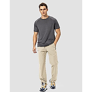 Pudolla Men's Workout Athletic Pants Elastic Waist Jogging Running Pants for Men with Zipper Pockets(Khaki XX-Large)