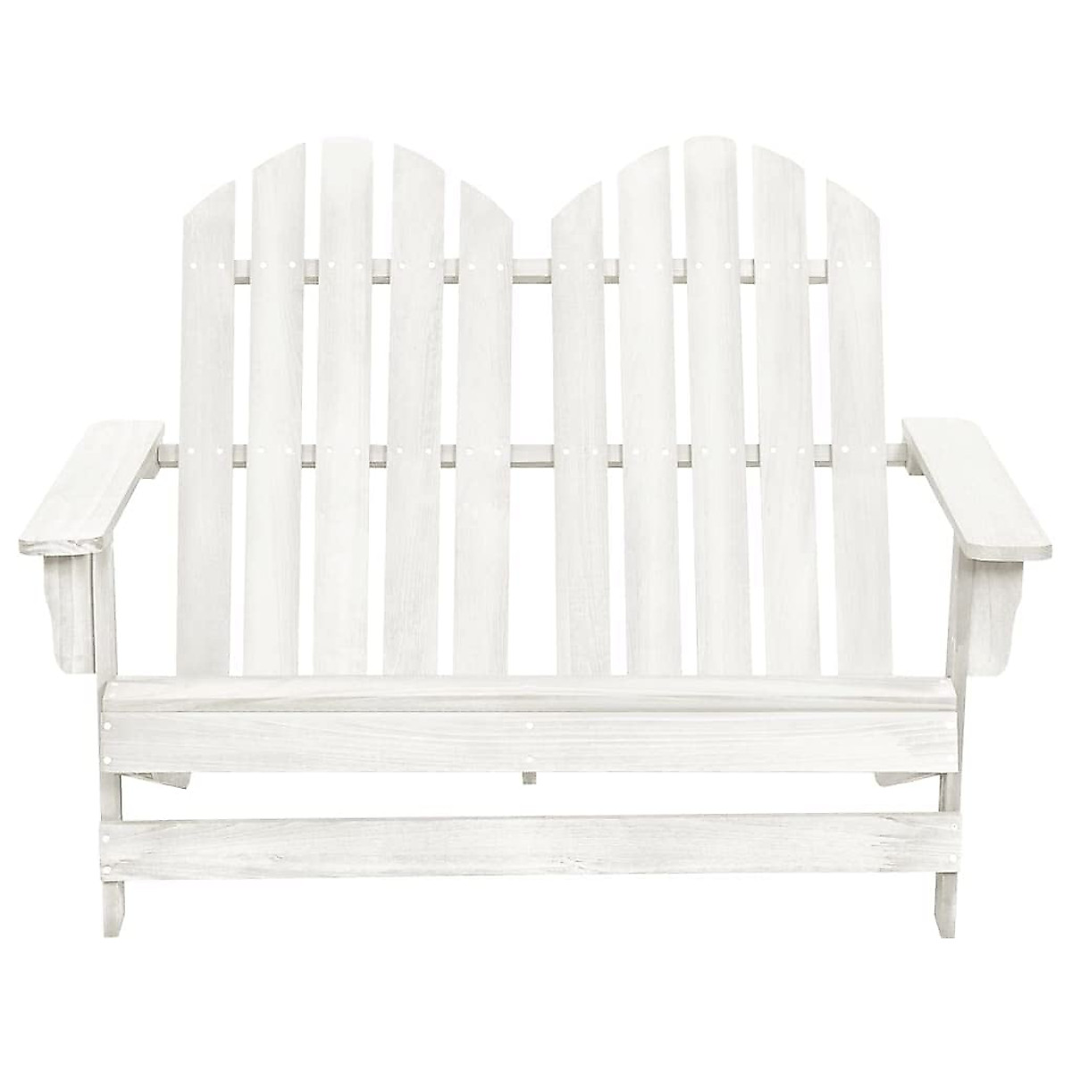 Tidyard 2-Seater Patio Adirondack Chair Solid Wood Fir White Outdoor Fire Pit Chair Wooden Garden Armchair for Porch Pool Lawn Deck Backyard Balcony Outdoor