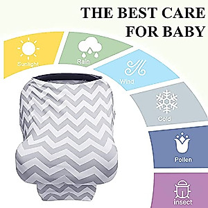 Entyle Baby Car Seat Covers - Car Seat Canopy for Boys Girls, Stretchy Breathable Nursing Breastfeeding Covers, Multifunctional Newborn Nursing Scarf, Infant Stroller/Shopping Cart Cover (Grey Ripple)