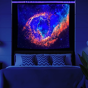 Psyhilar Black Light Posters for Adults and Teens, Outer Space Nebula Galaxy Backdrop UV Reactive Tapestry Blacklight Wall Hanging Universe (59 x 51 Inches)